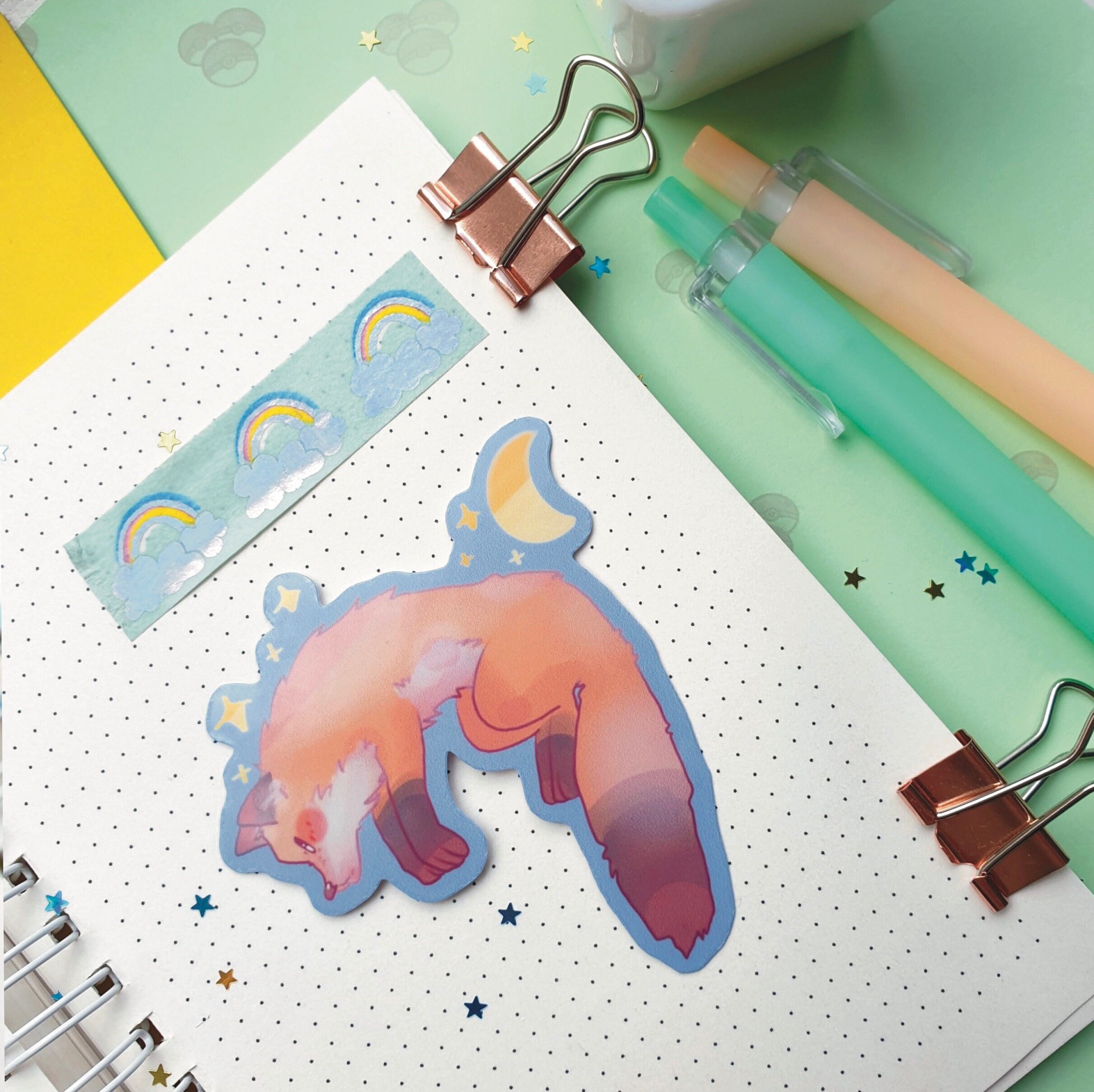 Fox Sticker Kitsune Fox Sticker Red Fox Mini Sticker Pack - Etsy