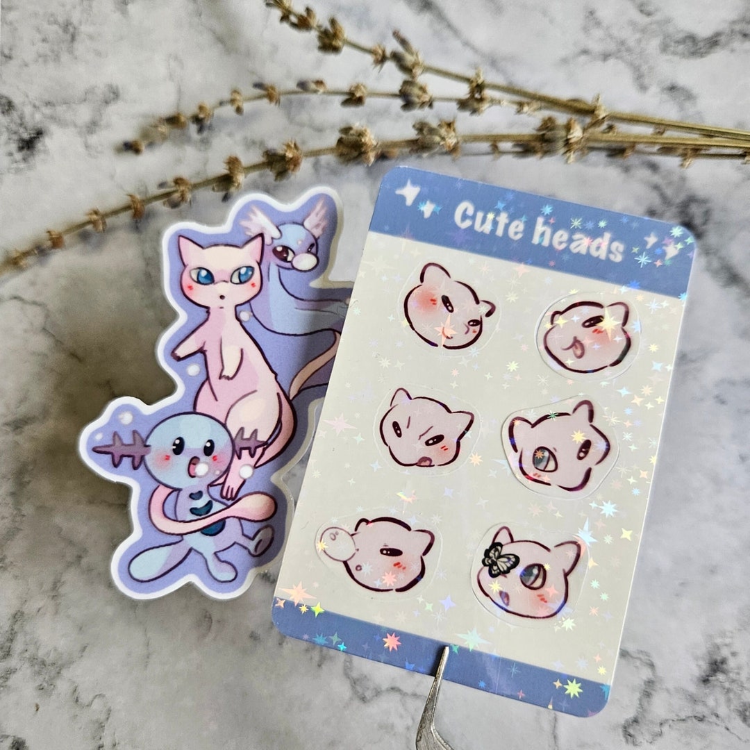 Kawaii Sticker Sheet Grab Bag Pink Alien Sticker Happy Sad Face Sea ...