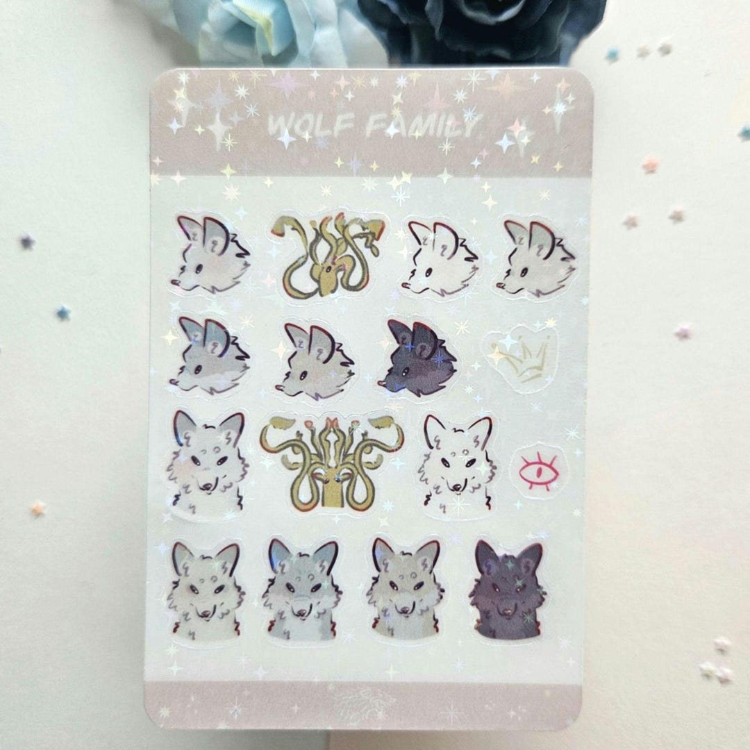 Wolf Sticker Sheet Chibi Wolf Sticker for Journal Kraken Sticker Kawaii ...