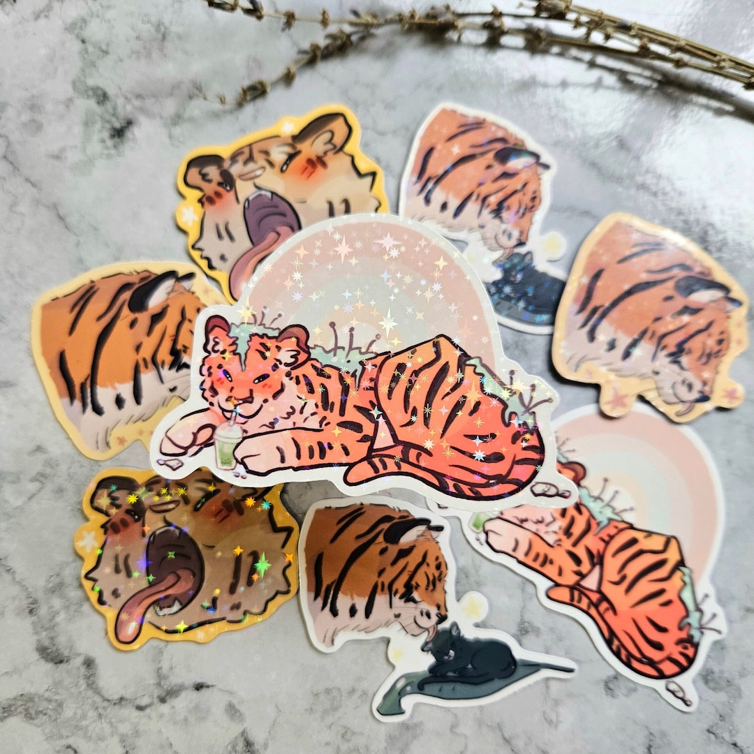 Cute Tiger Stickers Funny Animal Sticker Pack Sticker Baby Panther Boba ...