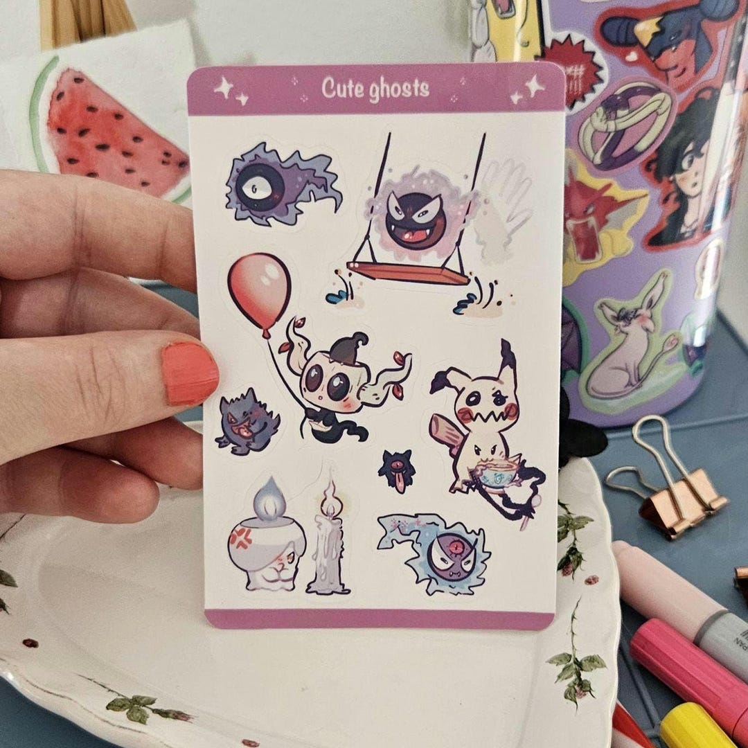 Ghost Type Sticker Sheet Ghost Die Cut Stickers Gamer Gift - Etsy