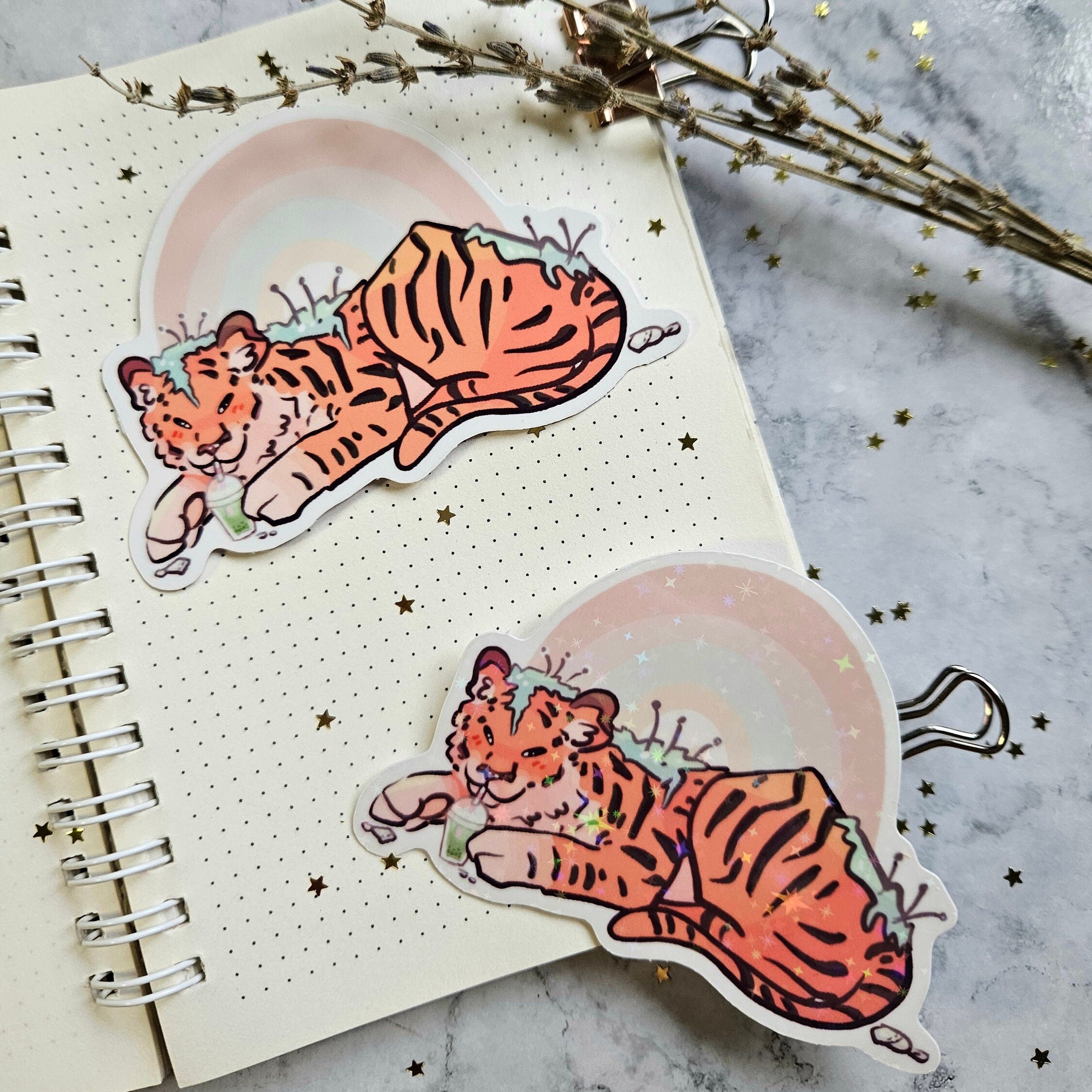 Tiger Sticker Pack Tiger Yawning Tiger Drinking Boba Tea Baby Panther ...