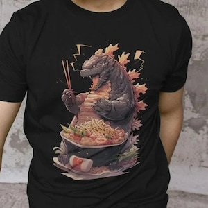 Godzilla Munchies : Eating Ramen, Godzilla T-shirt, Ramen Noodle Shirt ...