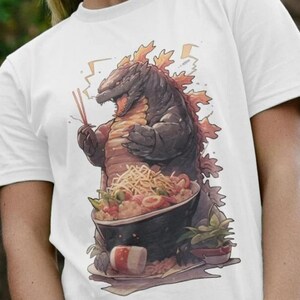 Godzilla Munchies : Eating Ramen, Godzilla T-shirt, Ramen Noodle Shirt ...