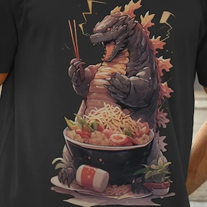 Godzilla Munchies : Eating Ramen, Godzilla T-shirt, Ramen Noodle Shirt ...