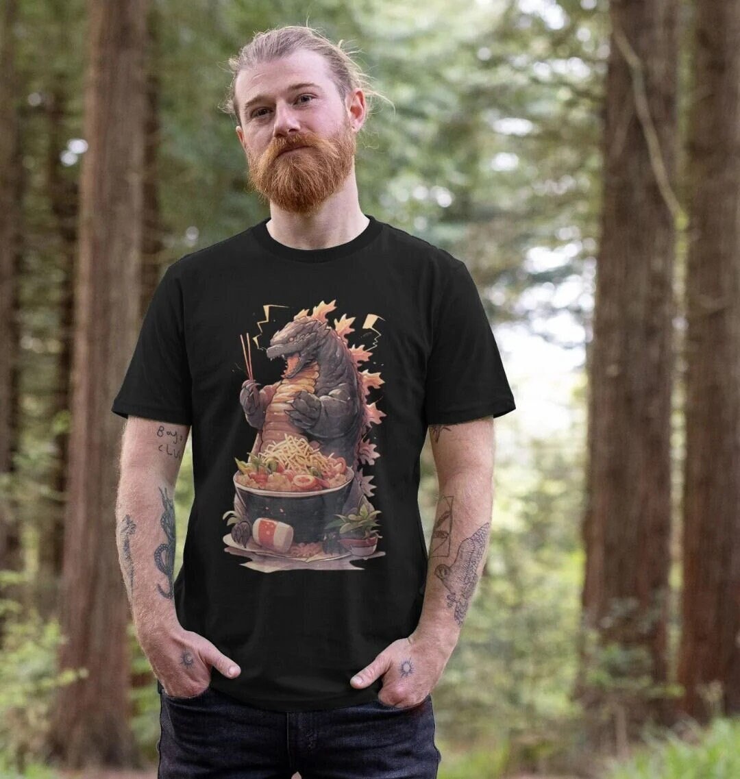 Godzilla Munchies : Eating Ramen, Godzilla T-shirt, Ramen Noodle Shirt ...
