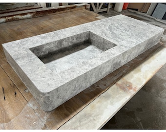 Custom Marble Sink, Handmade Custom Tundra Grey Marble Sink, Marble ...