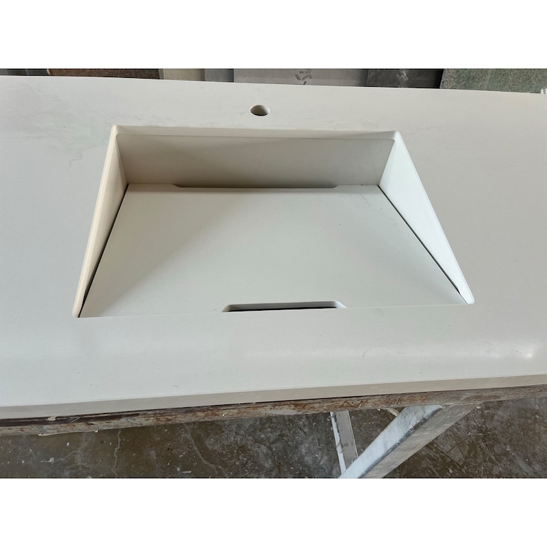 Custom Double Sink Integrated Custom Quartz Countertop, Double Kitchen ...