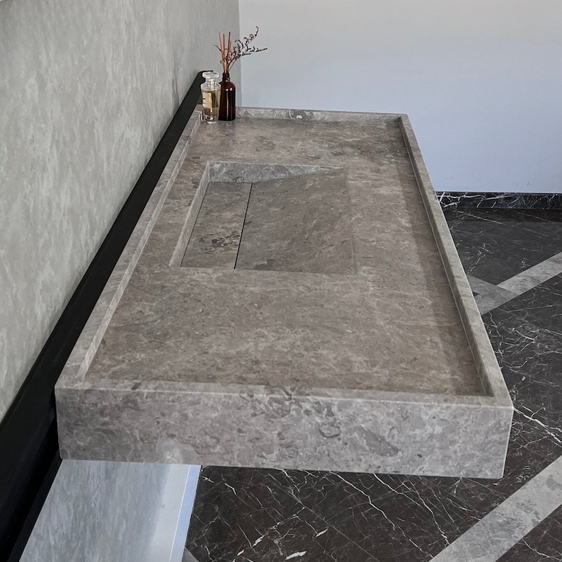 Custom Marble Sink, Handmade Custom Tundra Grey Marble Sink, Marble ...