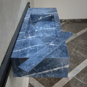 Custom Made Precious Sodalite Bathroom Sink, Kitchen Sink, Marble Look ...