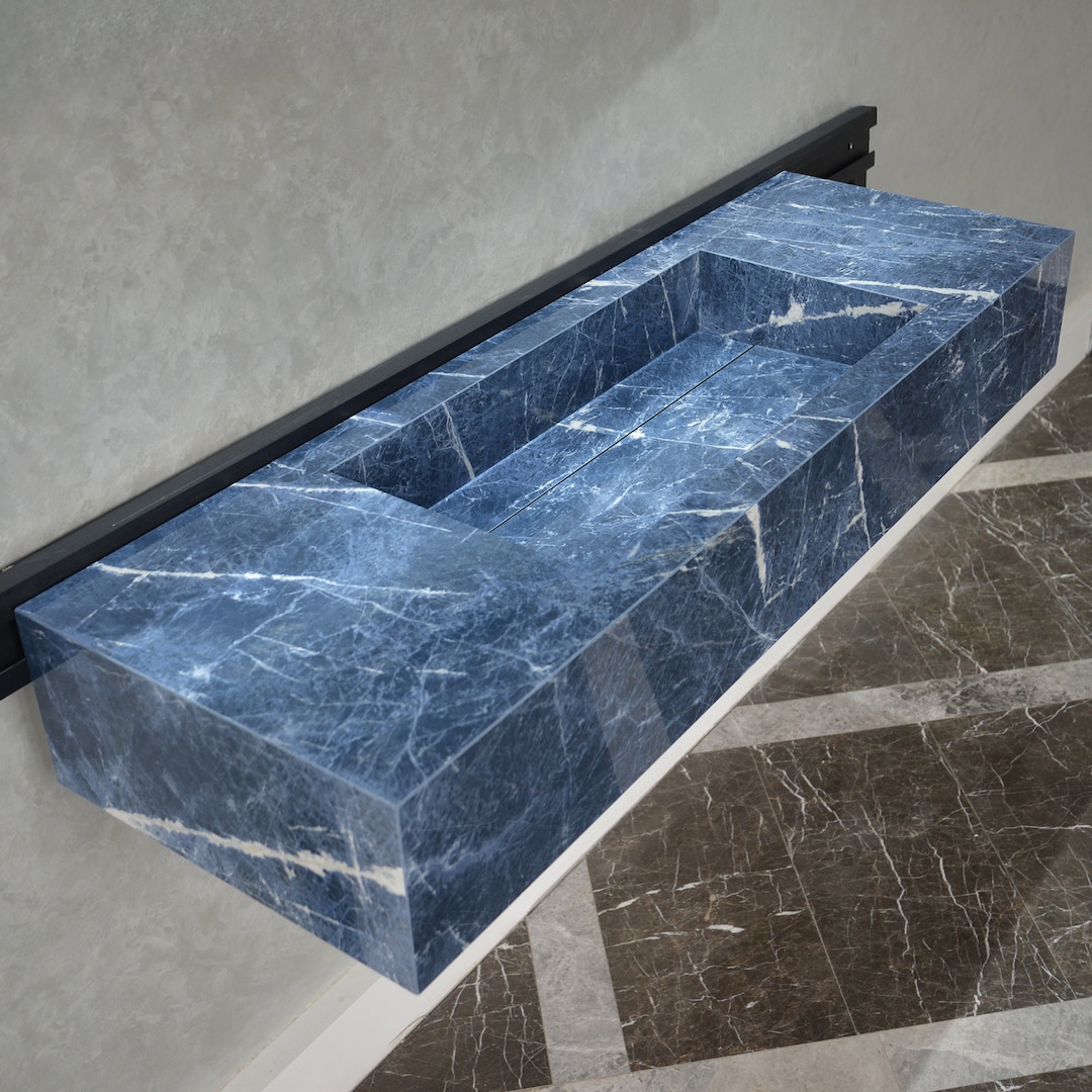 Custom Made Precious Sodalite Bathroom Sink, Kitchen Sink, Marble Look ...