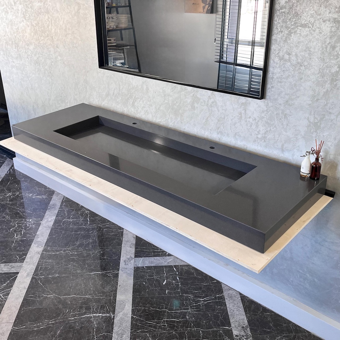 Custom Quartz Countertop, Bathroom Countertop, Vessel Sink, Sink ...