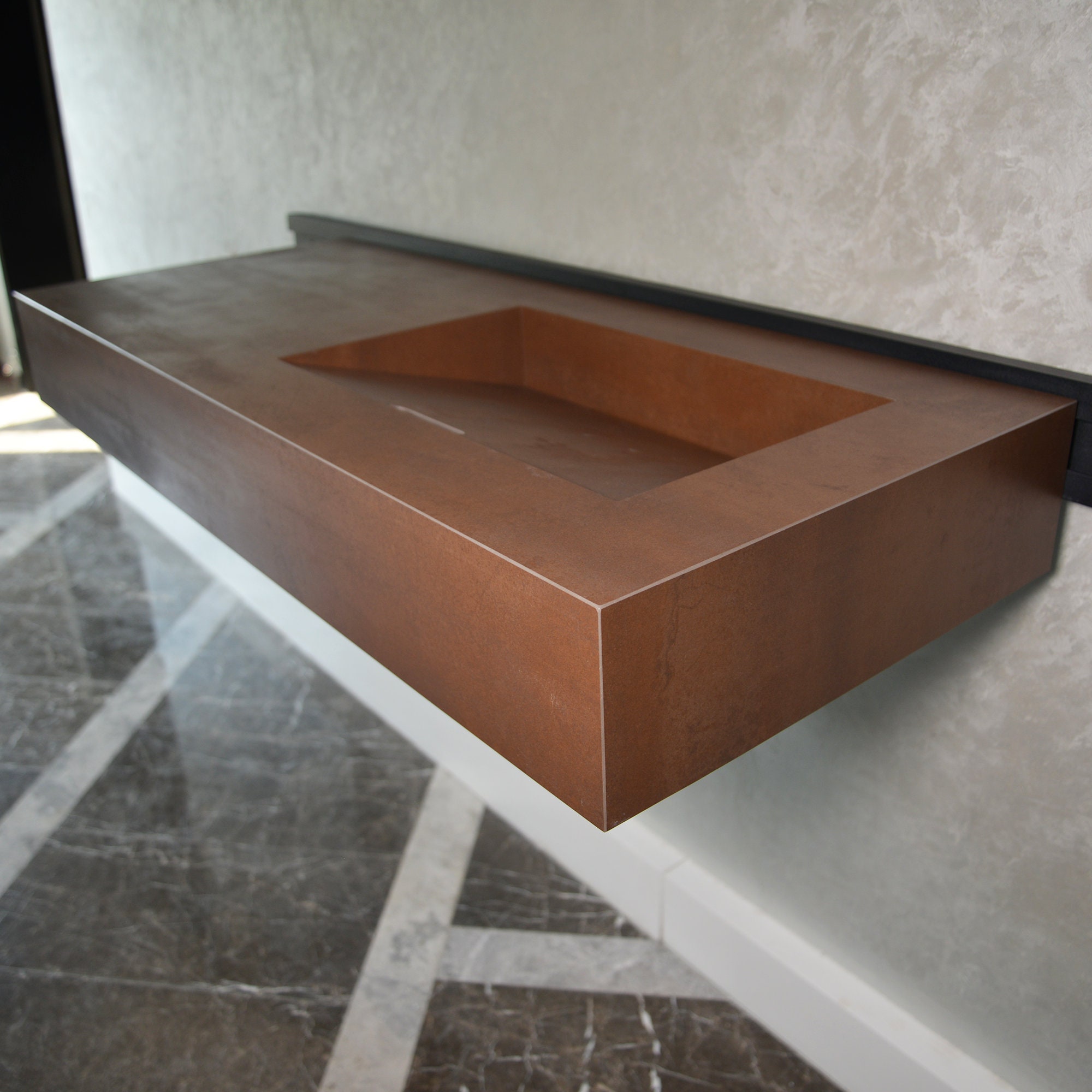 Custom Made Infinity Metal Corten Steel Sink, Porcelain Sink ...