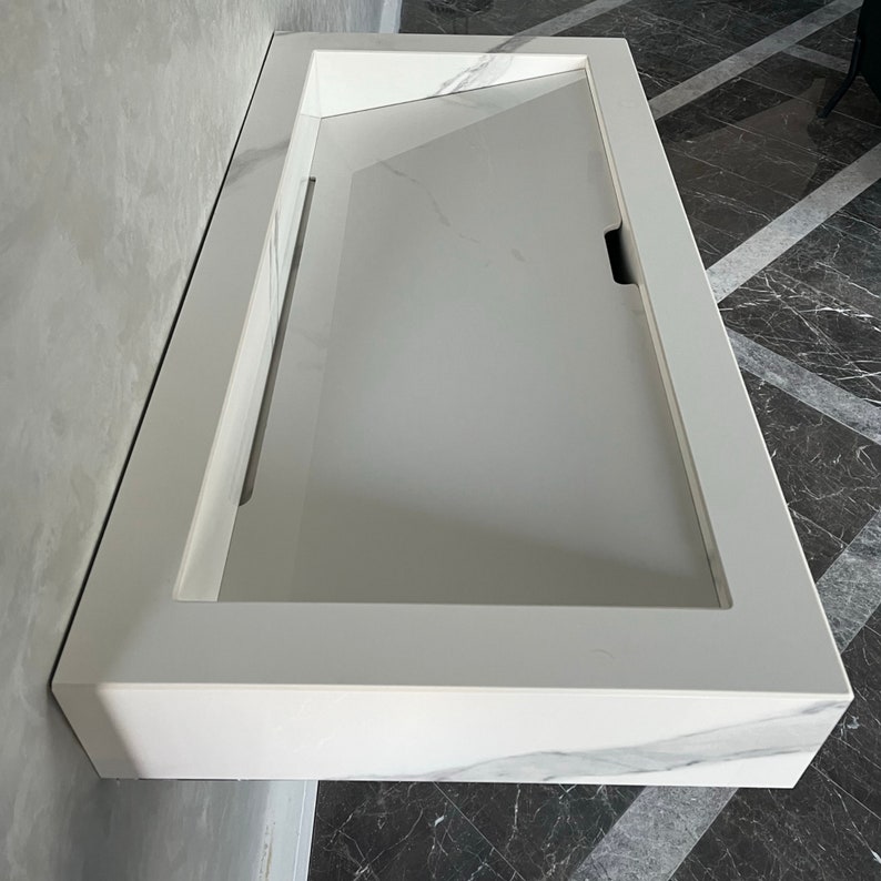Rectangular Wash Basin Marble Look Sink Custom Bathroom Sink - Etsy