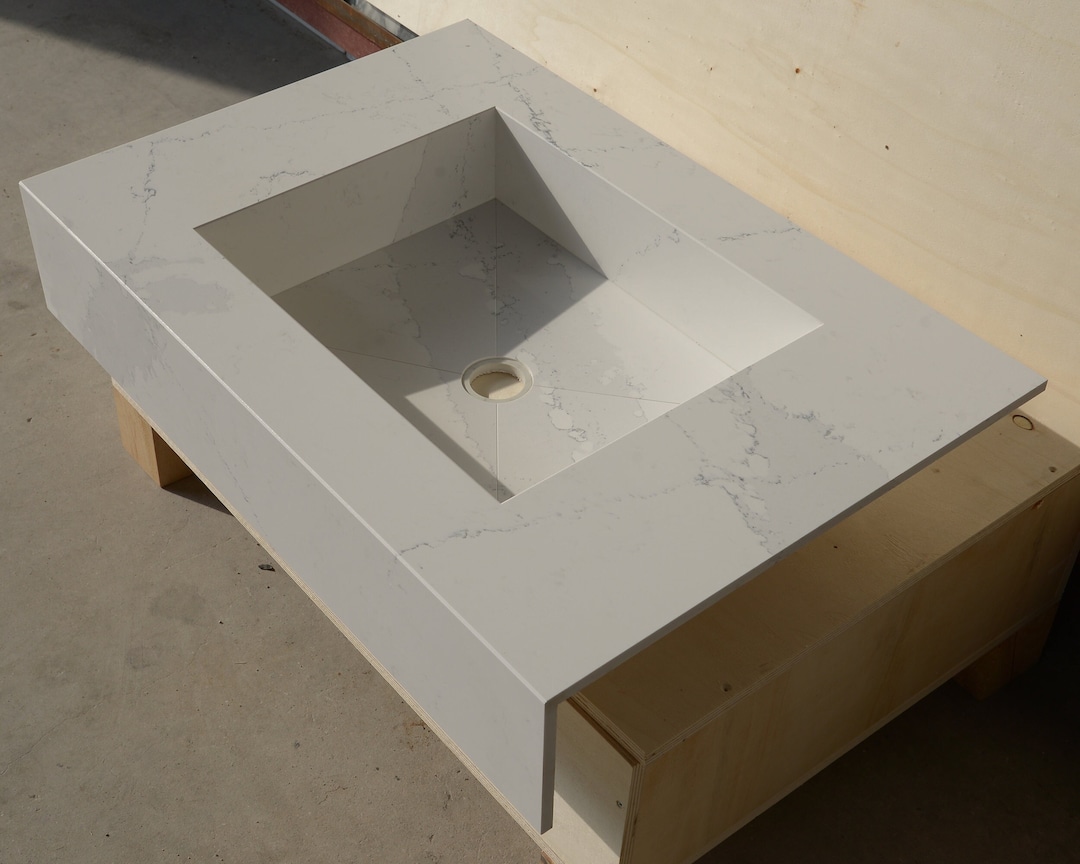 Custom Quartz Sink, Sink Integrated Custom Quartz Countertop, Kitchen ...