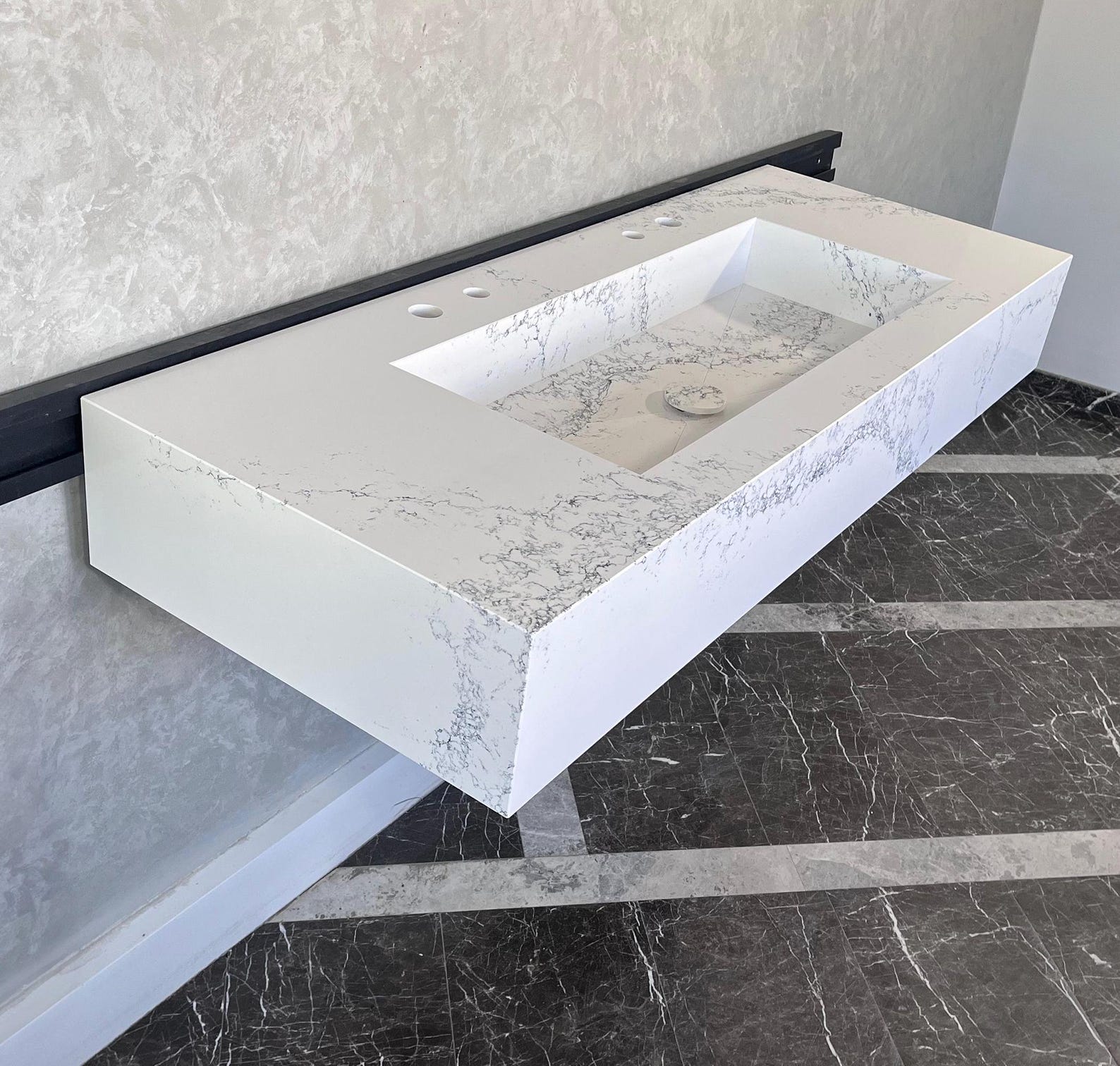 Handcrafted Calacatta Riviera Quartz Sink: Custom Bathroom Vanity - Etsy