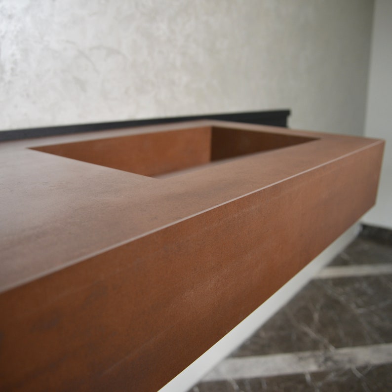 Custom Made Infinity Metal Corten Steel Sink, Porcelain Sink ...