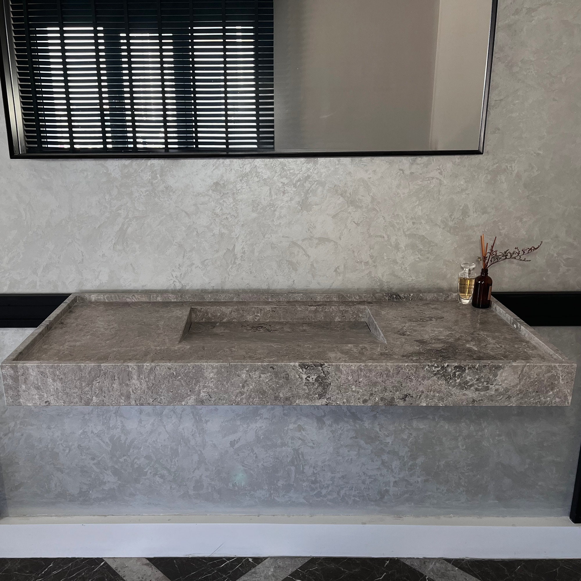 Custom Marble Sink, Handmade Custom Tundra Grey Marble Sink, Marble ...