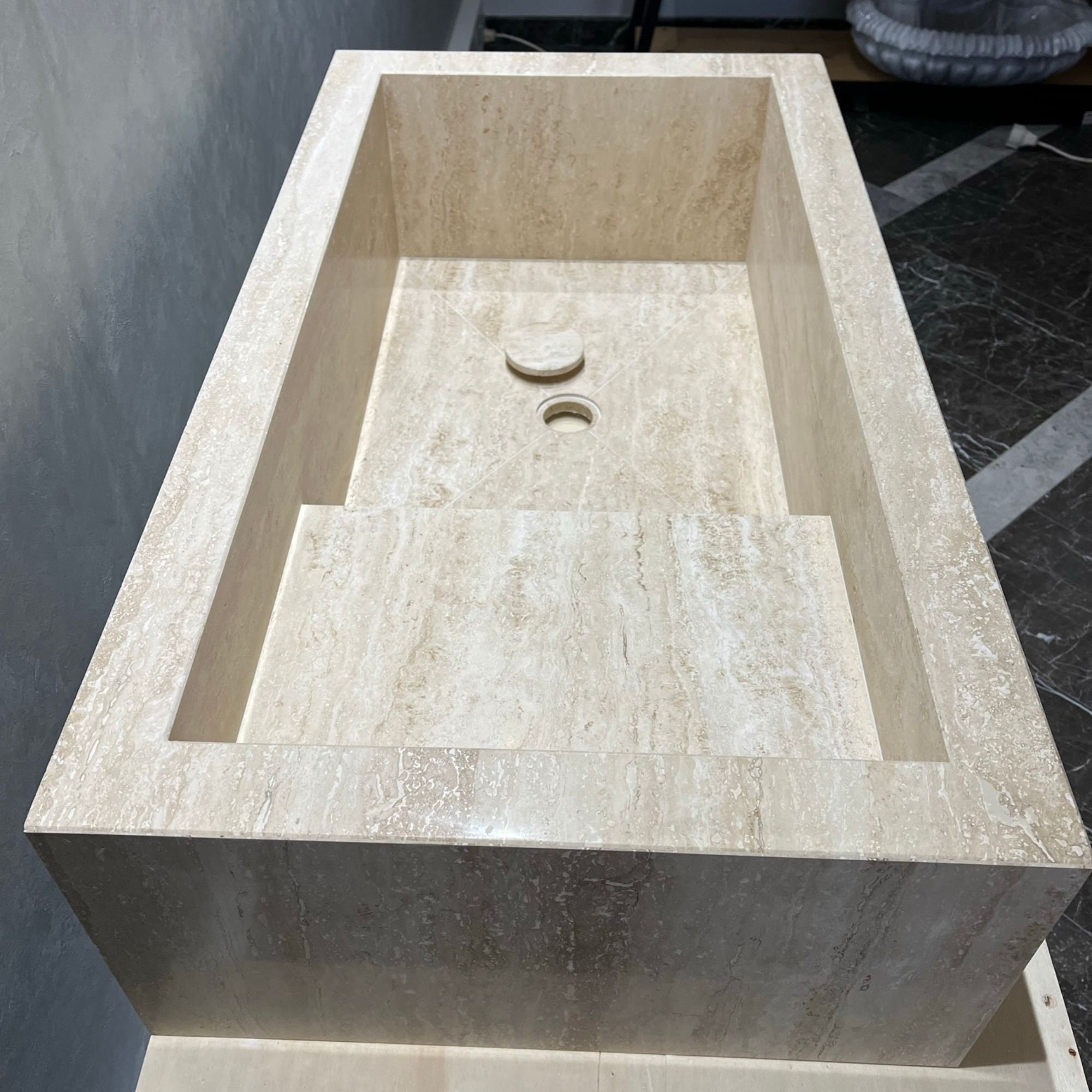 Custom Travertine Sink Marble Vanity Top Handcrafted - Etsy