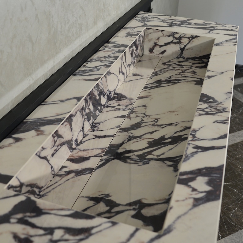 Handcrafted Infinity Calacatta Viola Engineered Porcelain Sink, Custom ...