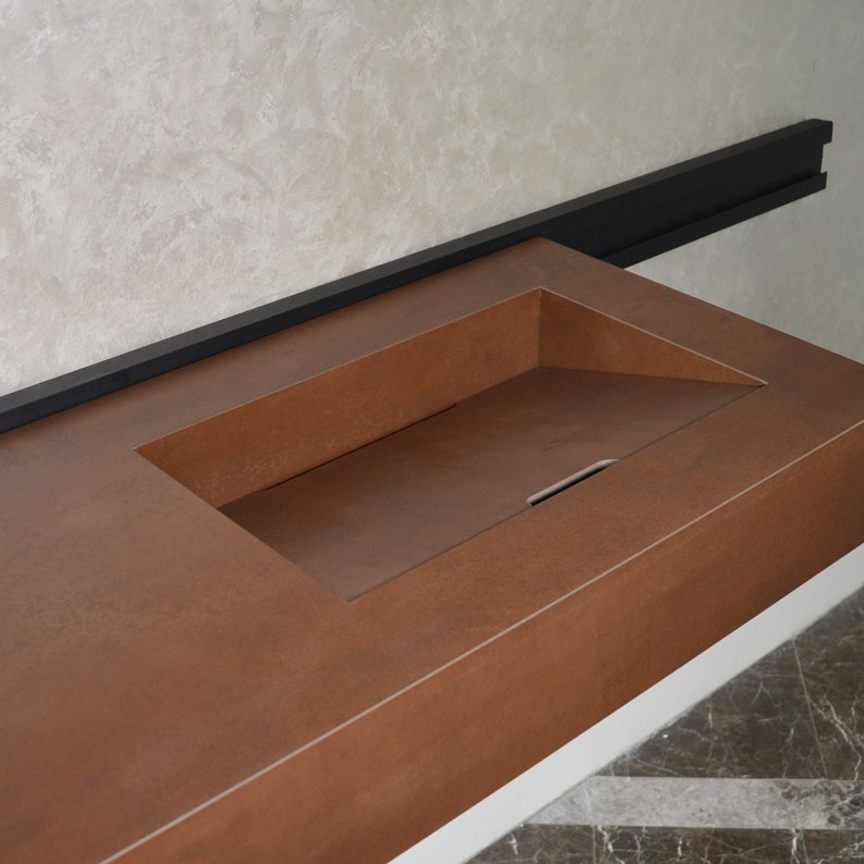 Custom Made Infinity Metal Corten Steel Sink, Porcelain Sink ...