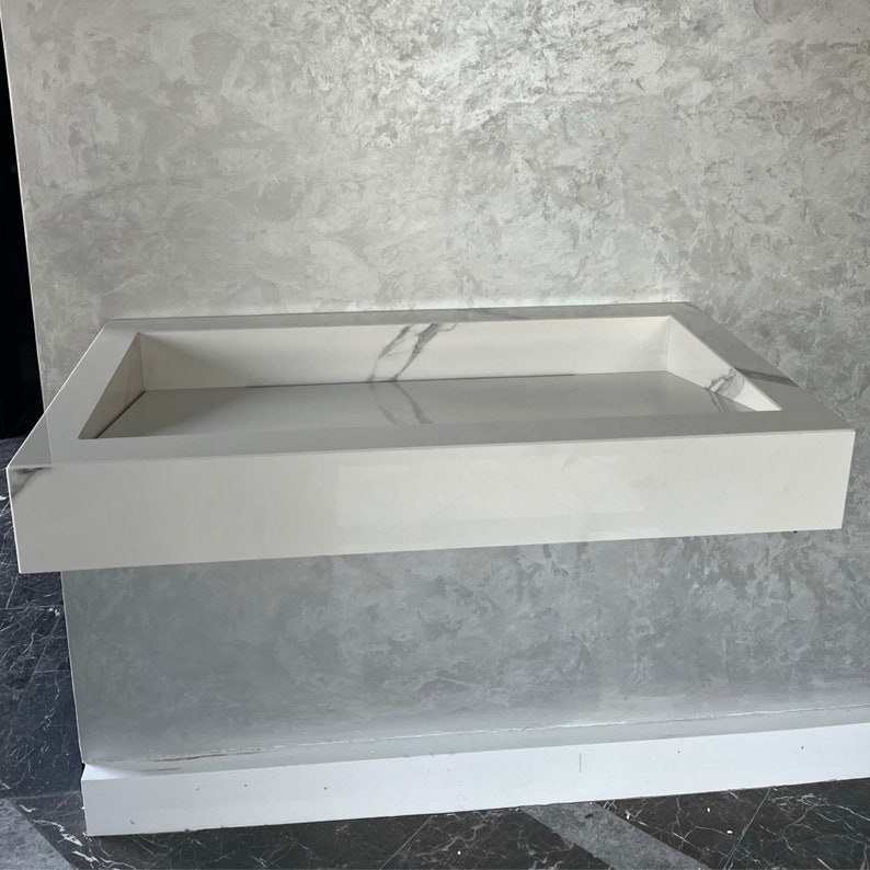 Rectangular Wash Basin Marble Look Sink Custom Bathroom Sink - Etsy