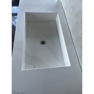 Handcrafted Calacatta Gold Quartz Sink: Integrated Countertop Vanity - Etsy