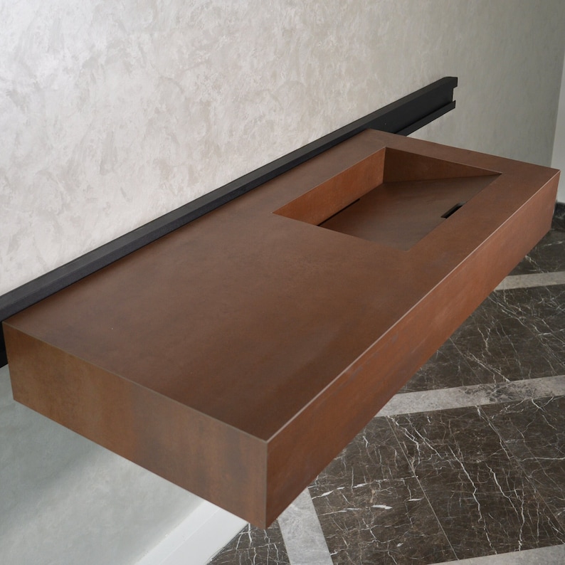 Custom Made Infinity Metal Corten Steel Sink, Porcelain Sink ...