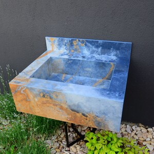 Custom Made Ocean Blue Bathroom Sink, Kitchen Sink, Marble Look ...