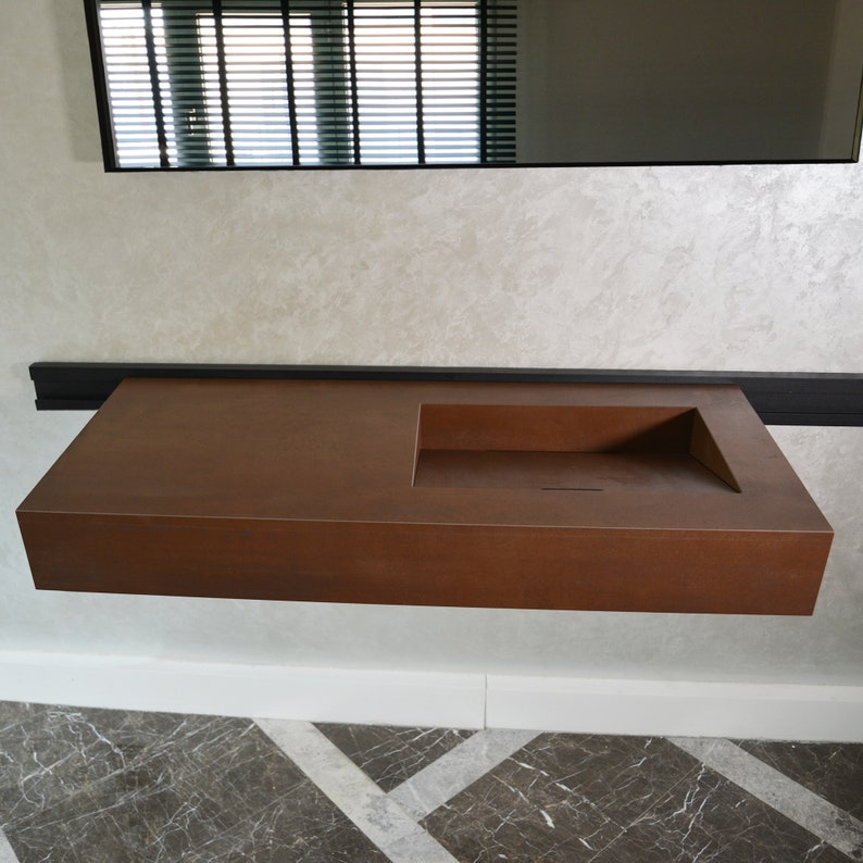 Custom Made Infinity Metal Corten Steel Sink, Porcelain Sink ...