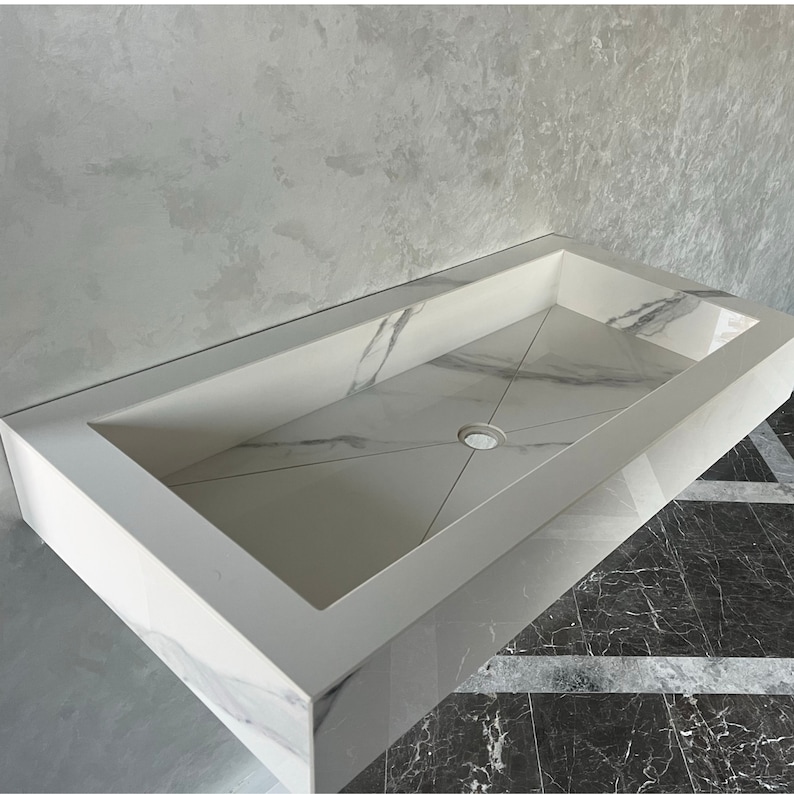Rectangular Wash Basin Marble Look Sink Custom Bathroom Sink - Etsy
