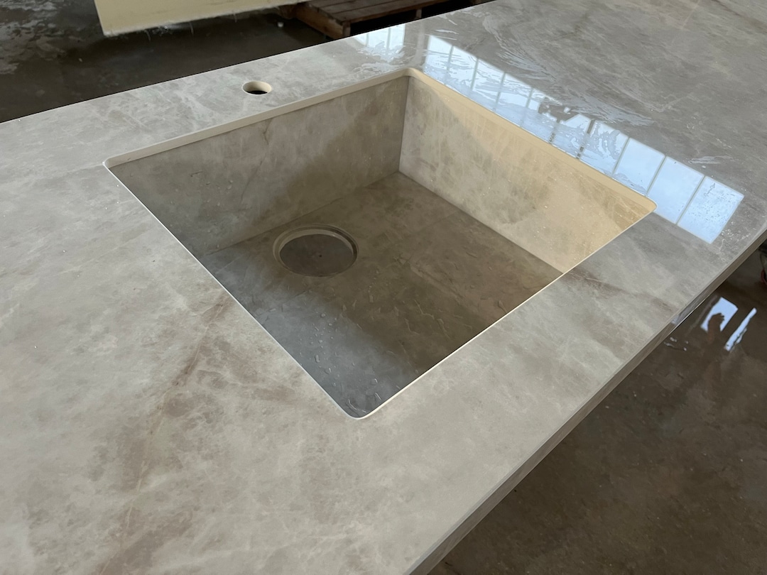 Custom Cyrstal Ice Polished Porcelain Sink, Marble Look Kitchen Sink ...