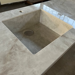 Handmade Crystal Ice Porcelain Sink: Marble Look Vanity, Polished ...