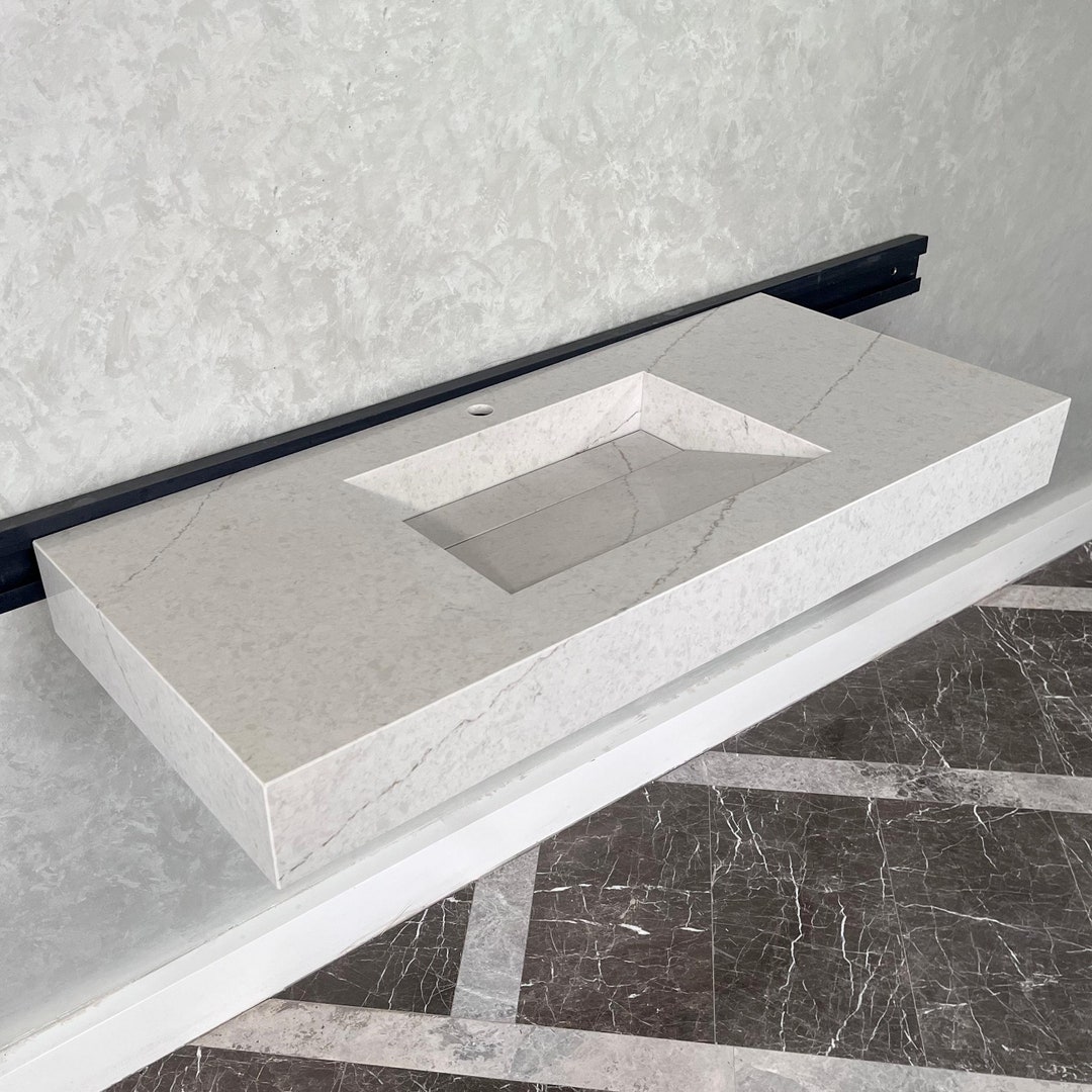 Custom Quartz Countertop, Bathroom Countertop, Vessel Sink, Sink ...