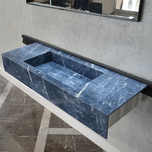 Custom Made Precious Sodalite Bathroom Sink, Kitchen Sink, Marble Look ...