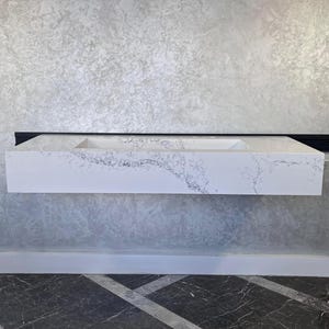 Handcrafted Calacatta Riviera Quartz Sink: Custom Bathroom Vanity - Etsy