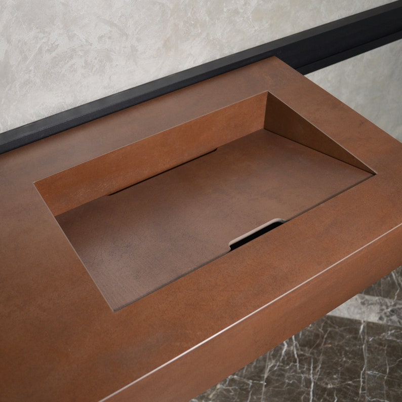 Custom Made Infinity Metal Corten Steel Sink, Porcelain Sink ...