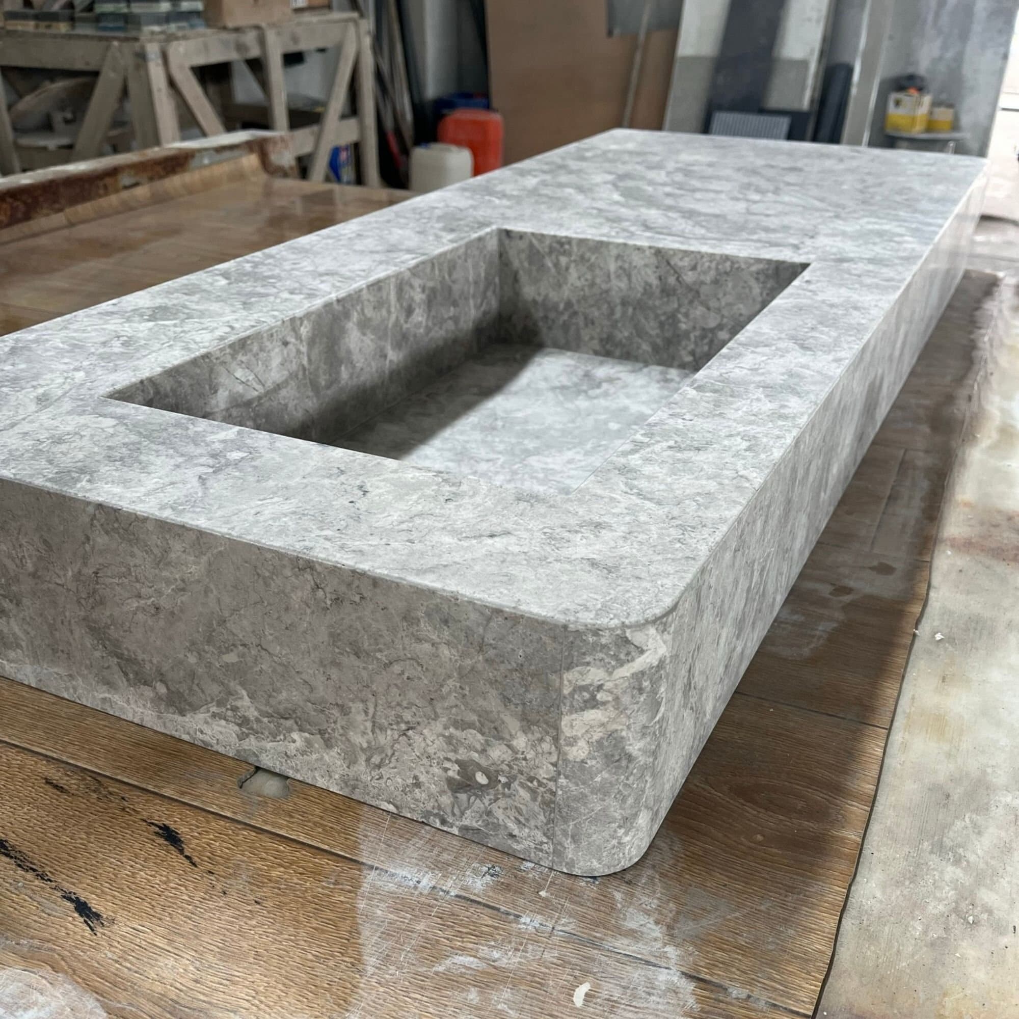 Custom Marble Sink, Handmade Tundra Grey Marble Sink, Marble Vanity Top ...