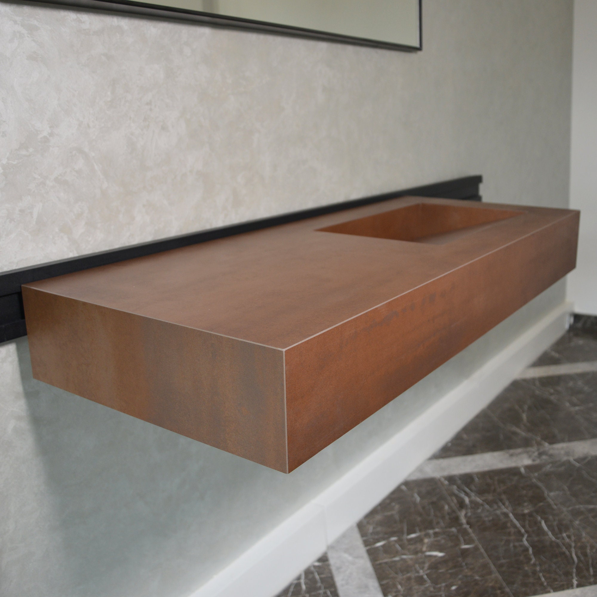 Custom Made Infinity Metal Corten Steel Sink, Porcelain Sink ...