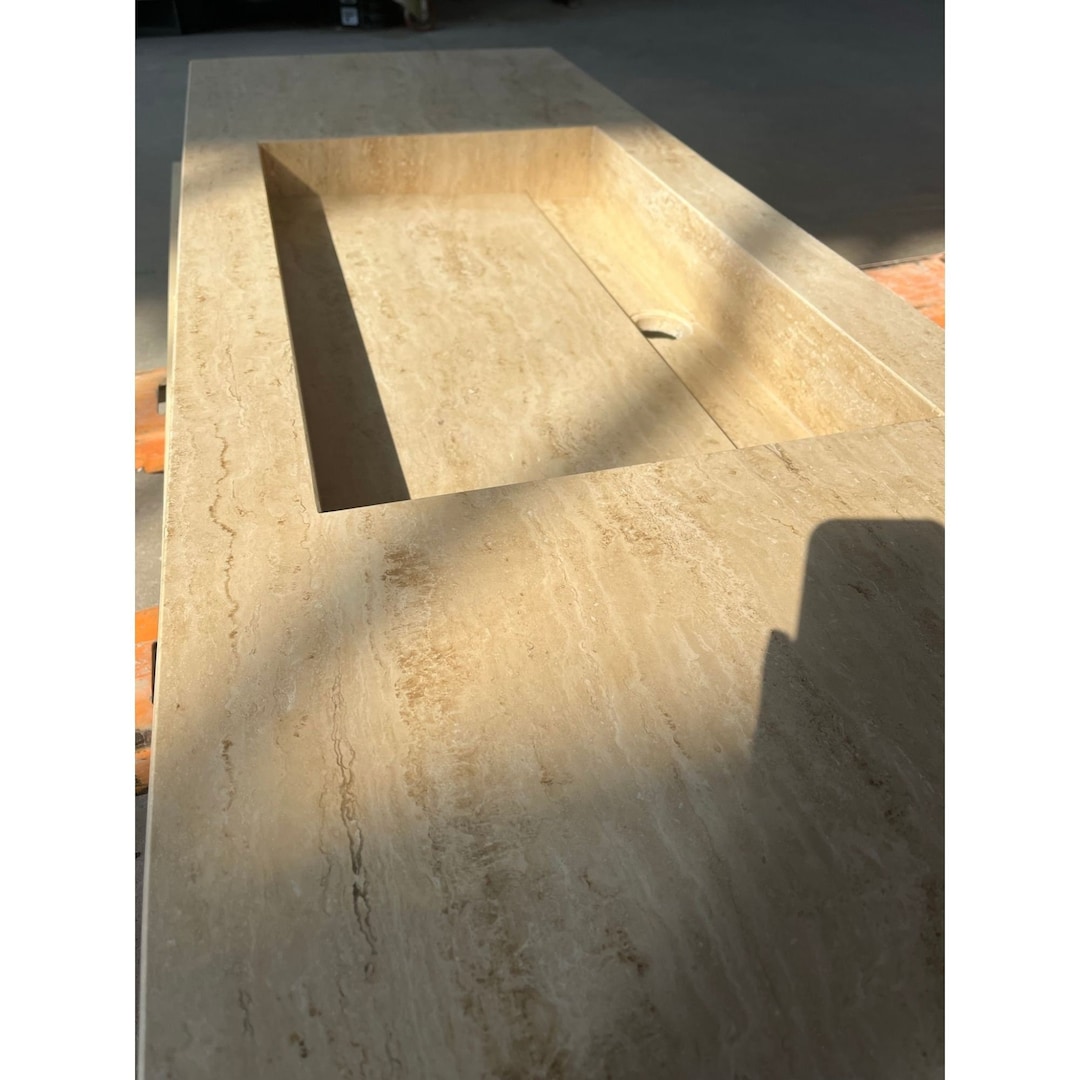 Custom Travertine Vessel Sink, Handmade Custom Beige Travertine Sink ...