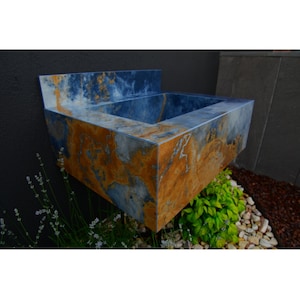 Custom Made Ocean Blue Bathroom Sink, Kitchen Sink, Marble Look ...