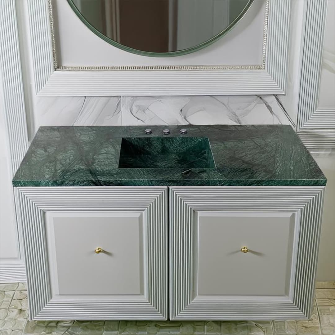 Custom Marble Sink Verde Guatemala, Handmade Natural Marble Sink, Verde ...