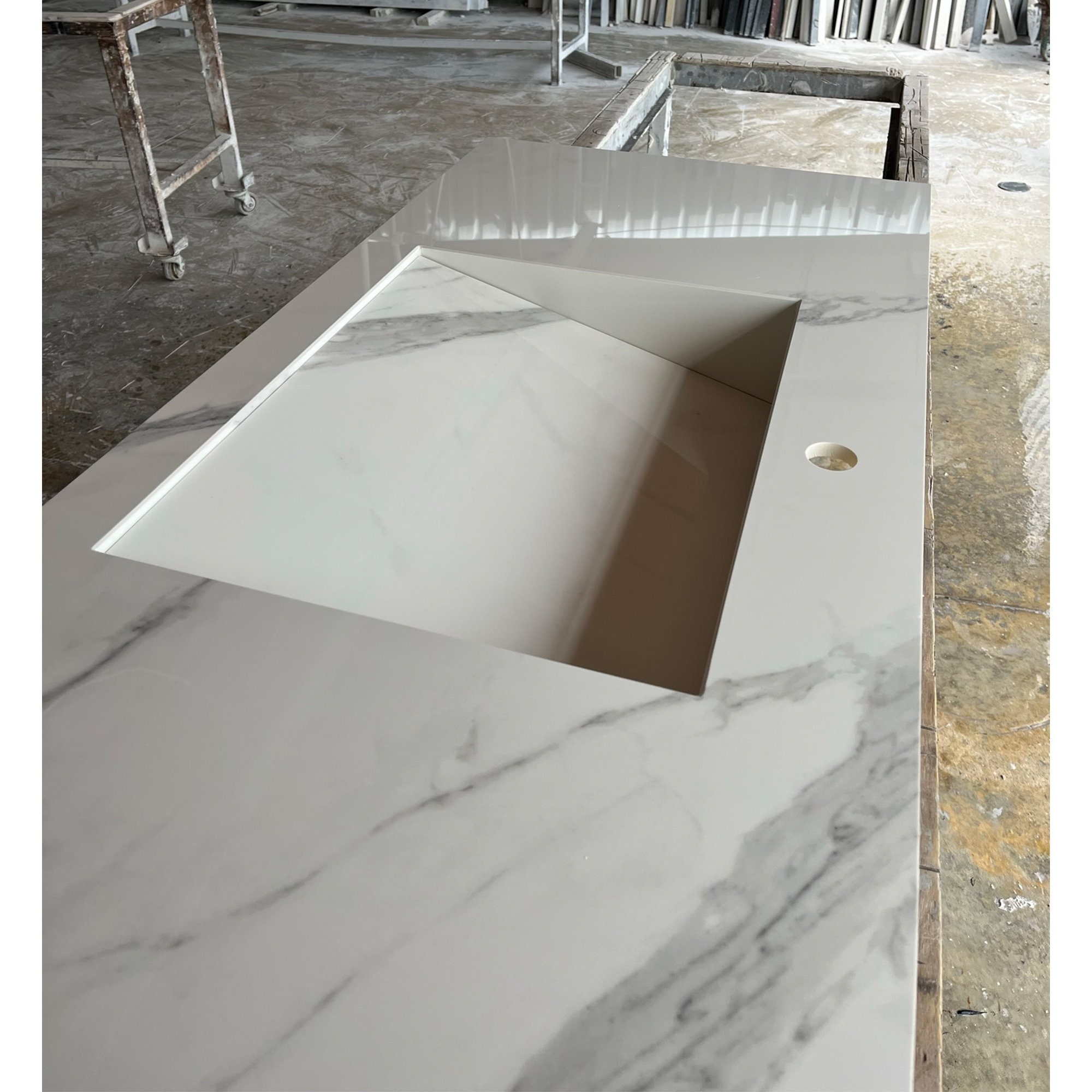 Handcrafted Extra Statuario Porcelain Sink: Marble Look Vanity Top - Etsy