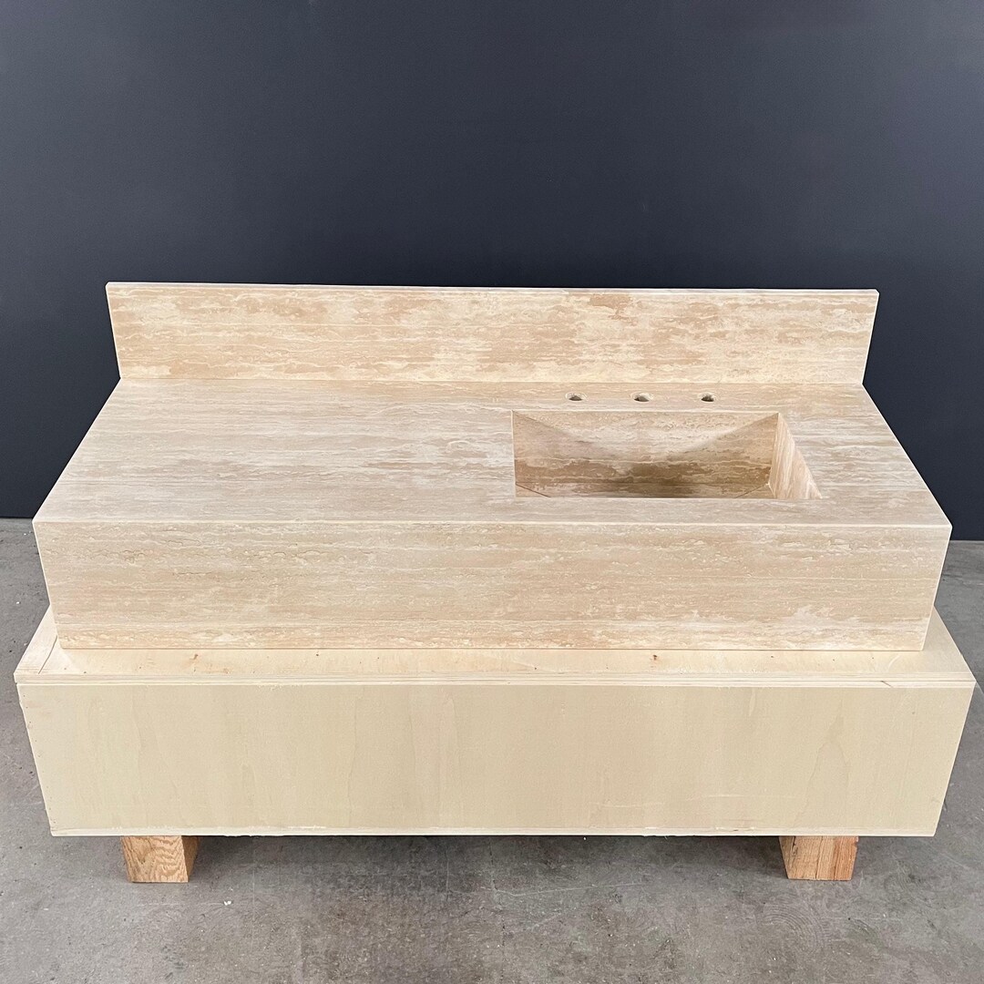 Custom Travertine Sink, Handmade Custom Beige Travertine Sink, Vein Cut ...
