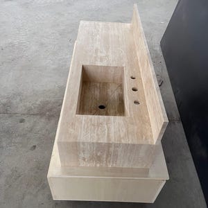 Custom Travertine Sink, Handmade Custom Beige Travertine Sink, Vein Cut ...