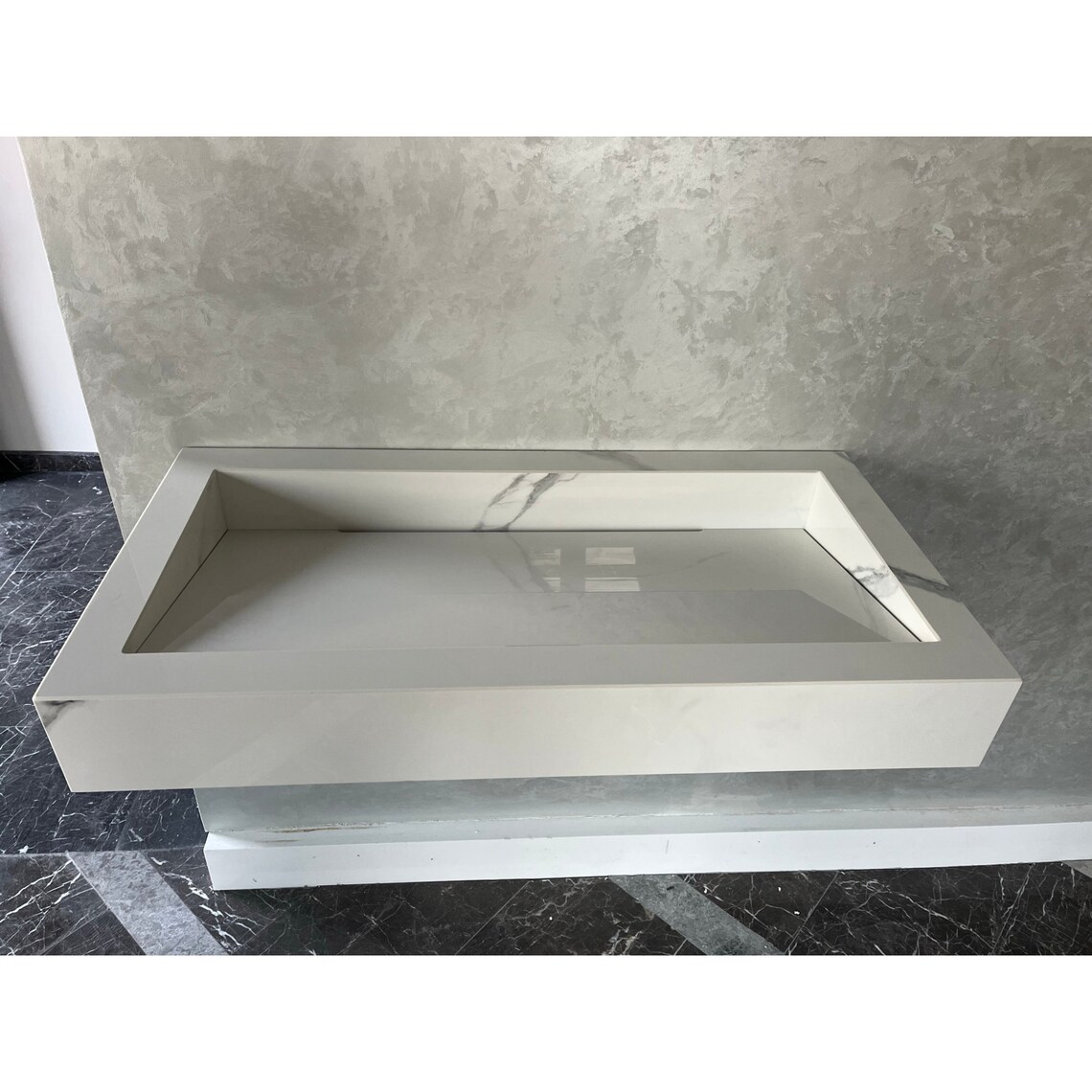 Rectangular Wash Basin Marble Look Sink Custom Bathroom Sink - Etsy