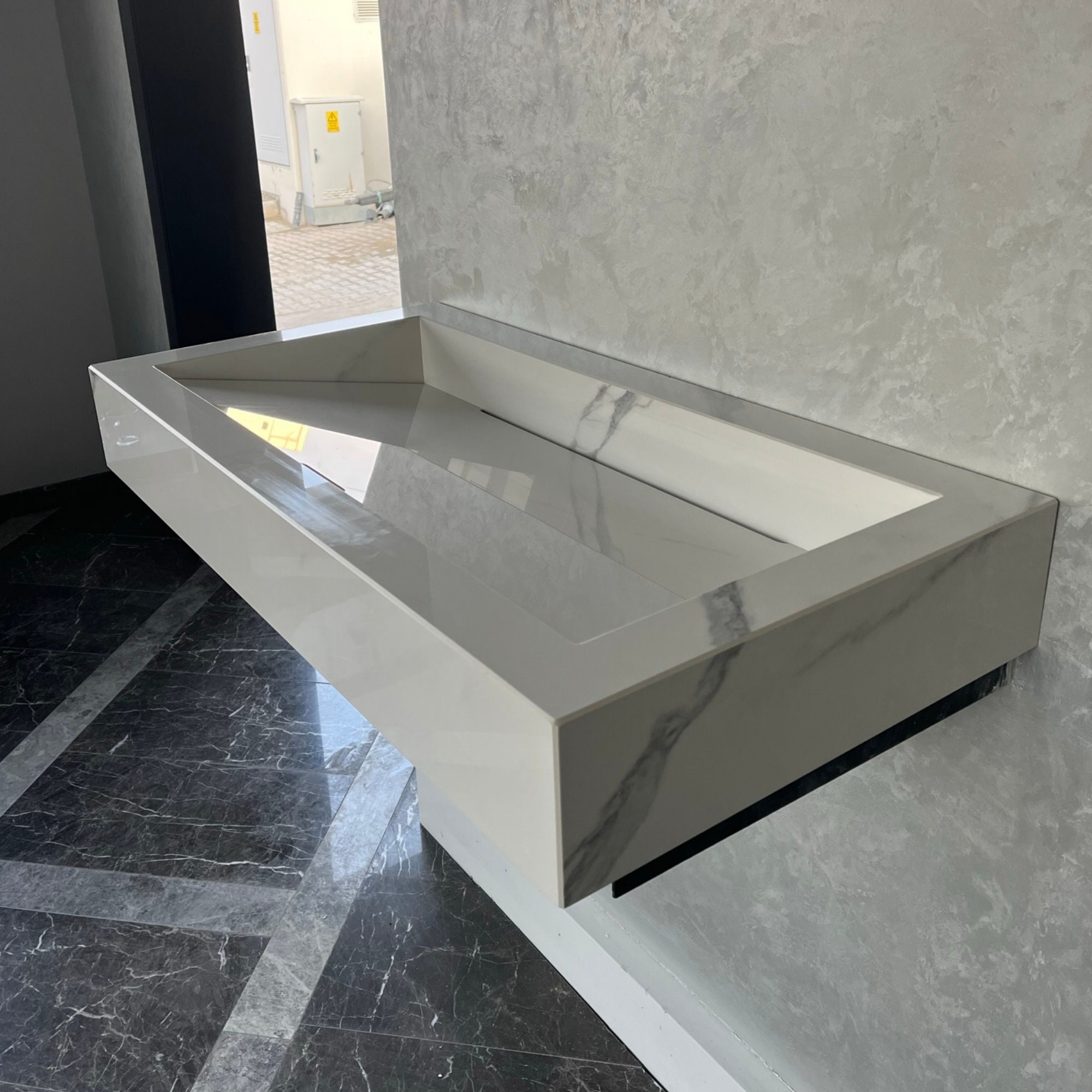 Custom Vessel Sink Extra Statuario Polished Porcelain Sink, Marble Look ...