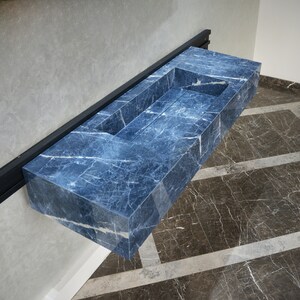 Custom Made Precious Sodalite Bathroom Sink, Kitchen Sink, Marble Look ...