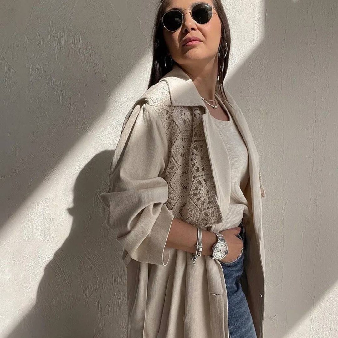 Vintage Trench Coat With Macramé - Etsy