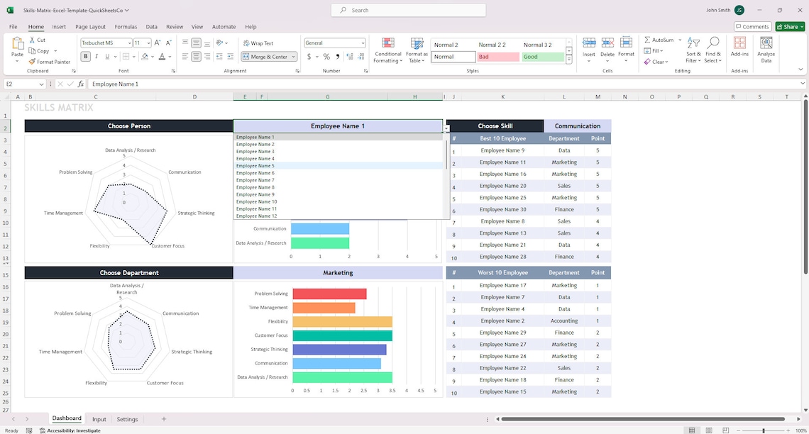 Skills Matrix | Excel Template | Skills Gap Analysis | Excel Tool for ...